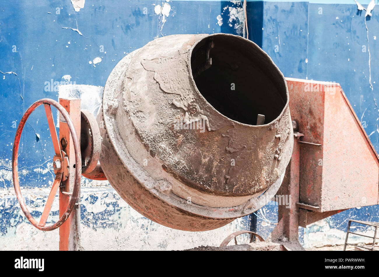 Concrete mixer of a construction. Used, dirty with cement Stock Photo ...