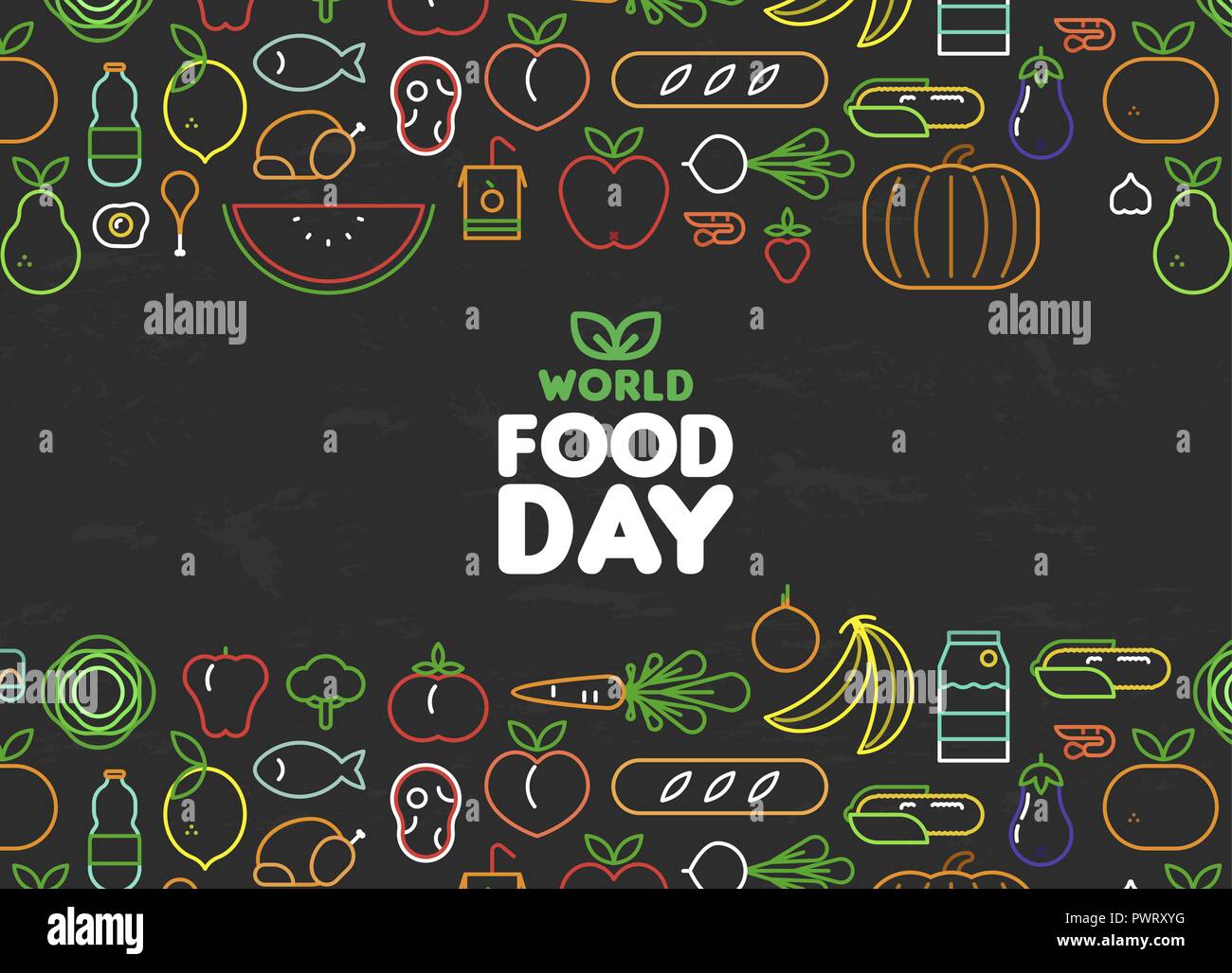 World Food Day greeting card illustration for nutrition and healthy ...