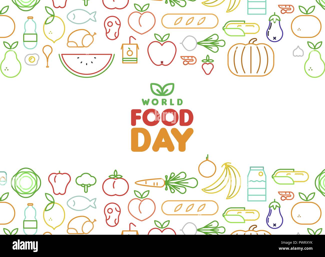 World Food Day greeting card illustration for nutrition and healthy ...