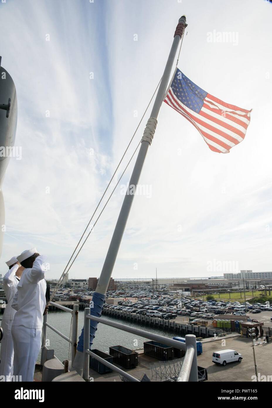 NORFOLK (June 27, 2017) Airman Tyre Spence and Seaman Caitlin Corbin ...