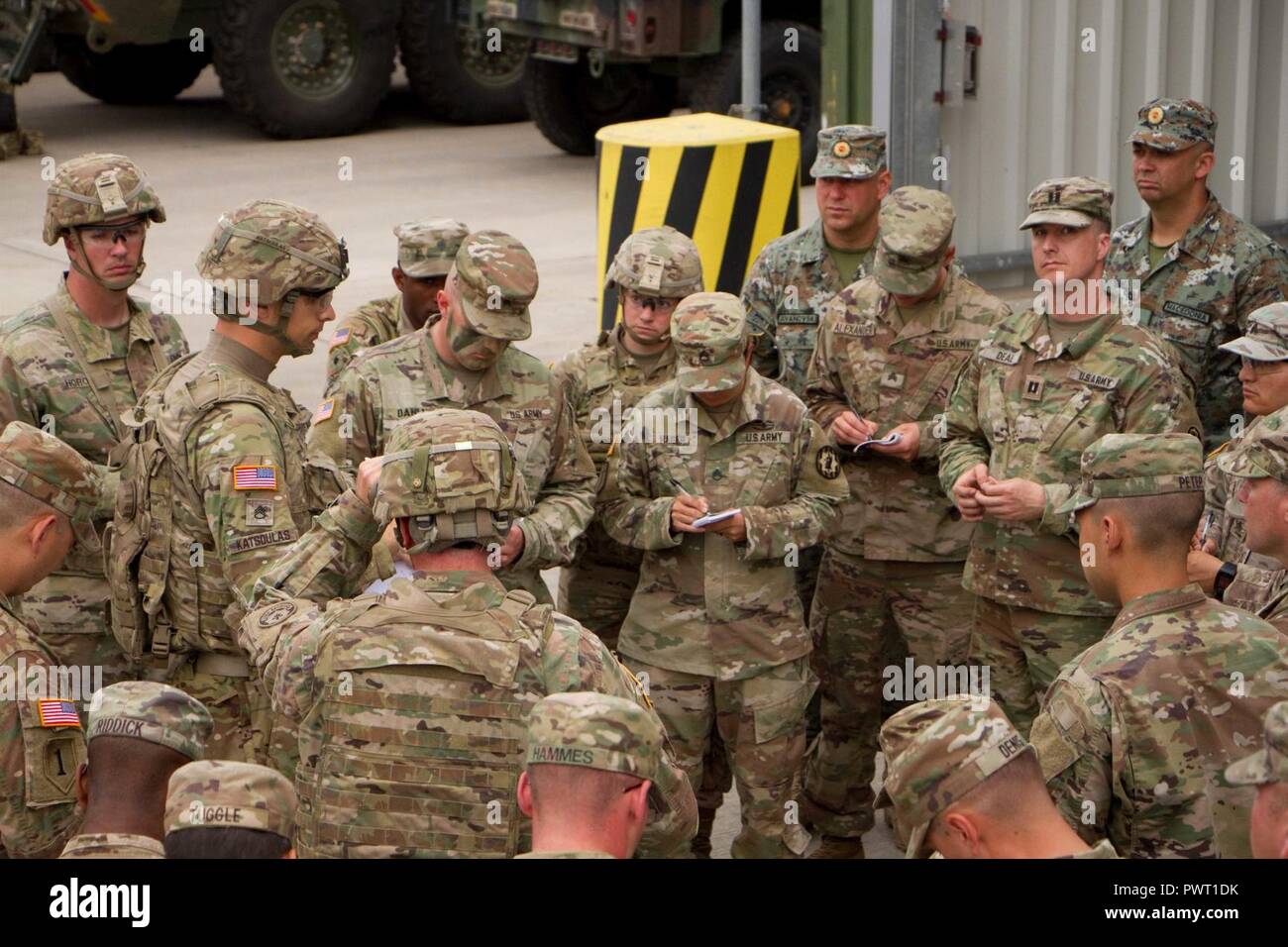 U.S. and Macedonian Soldiers assigned to Task Force Pioneer, under the ...