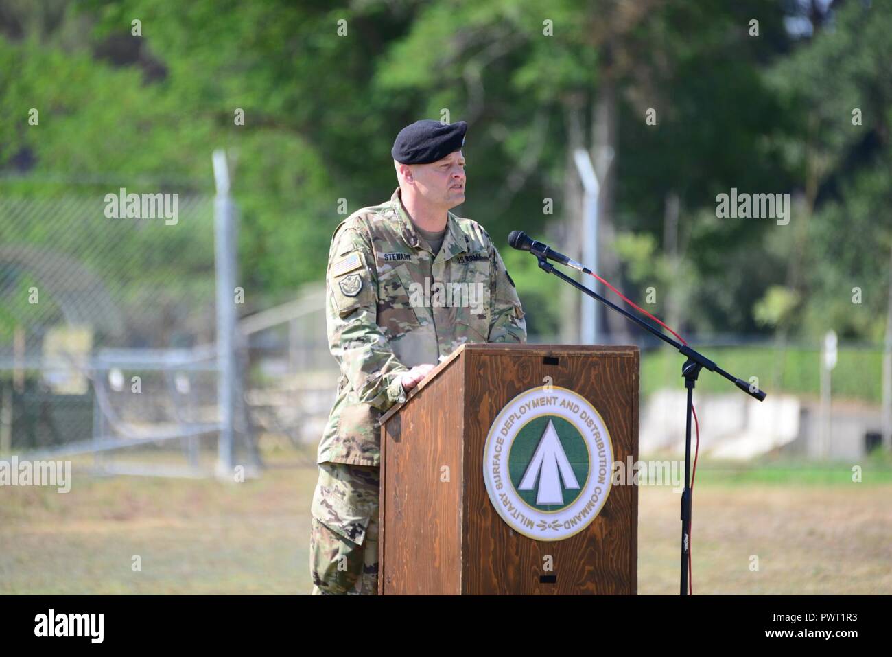 U.S. Army Col. Curt L. Stewart reviewing Officer from 598th ...