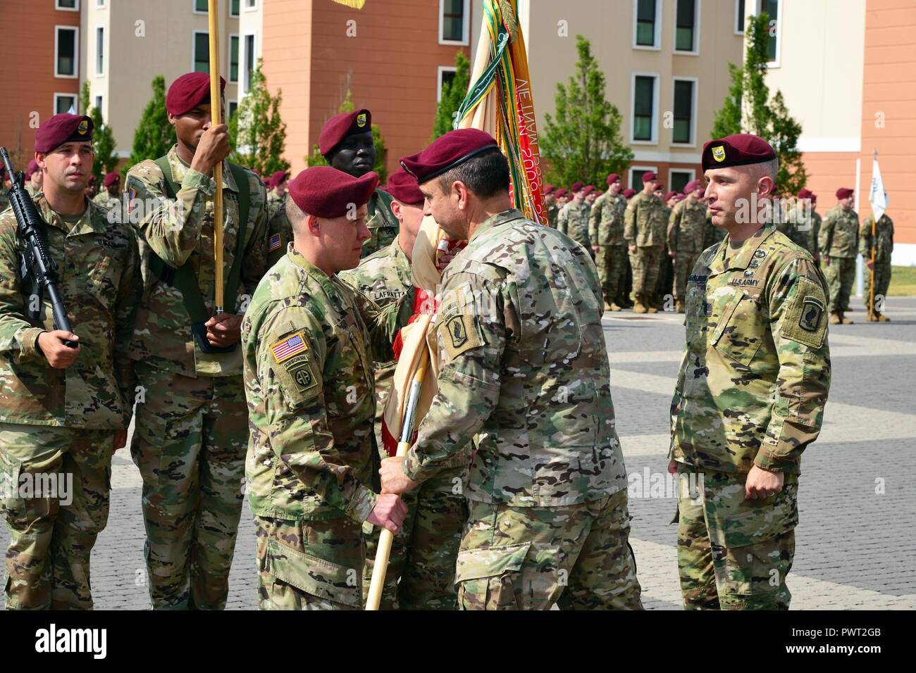 Lt. Col. Christopher W. Baker (left), incoming commander of 173rd ...