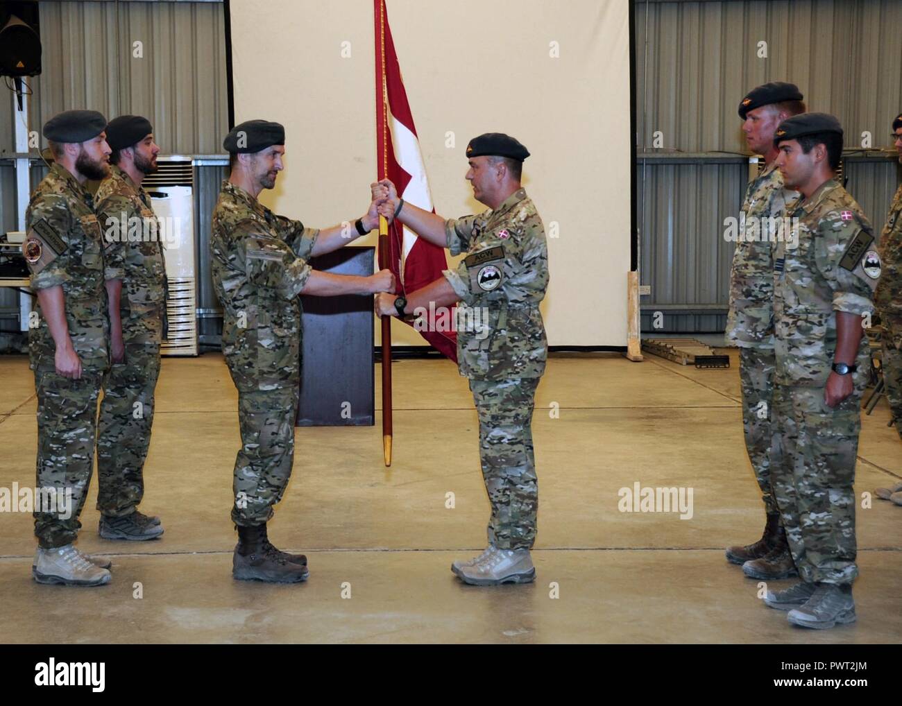 Royal Danish Air Force Lt. Col. John Pedersen, right, Team 7 Detachment ...