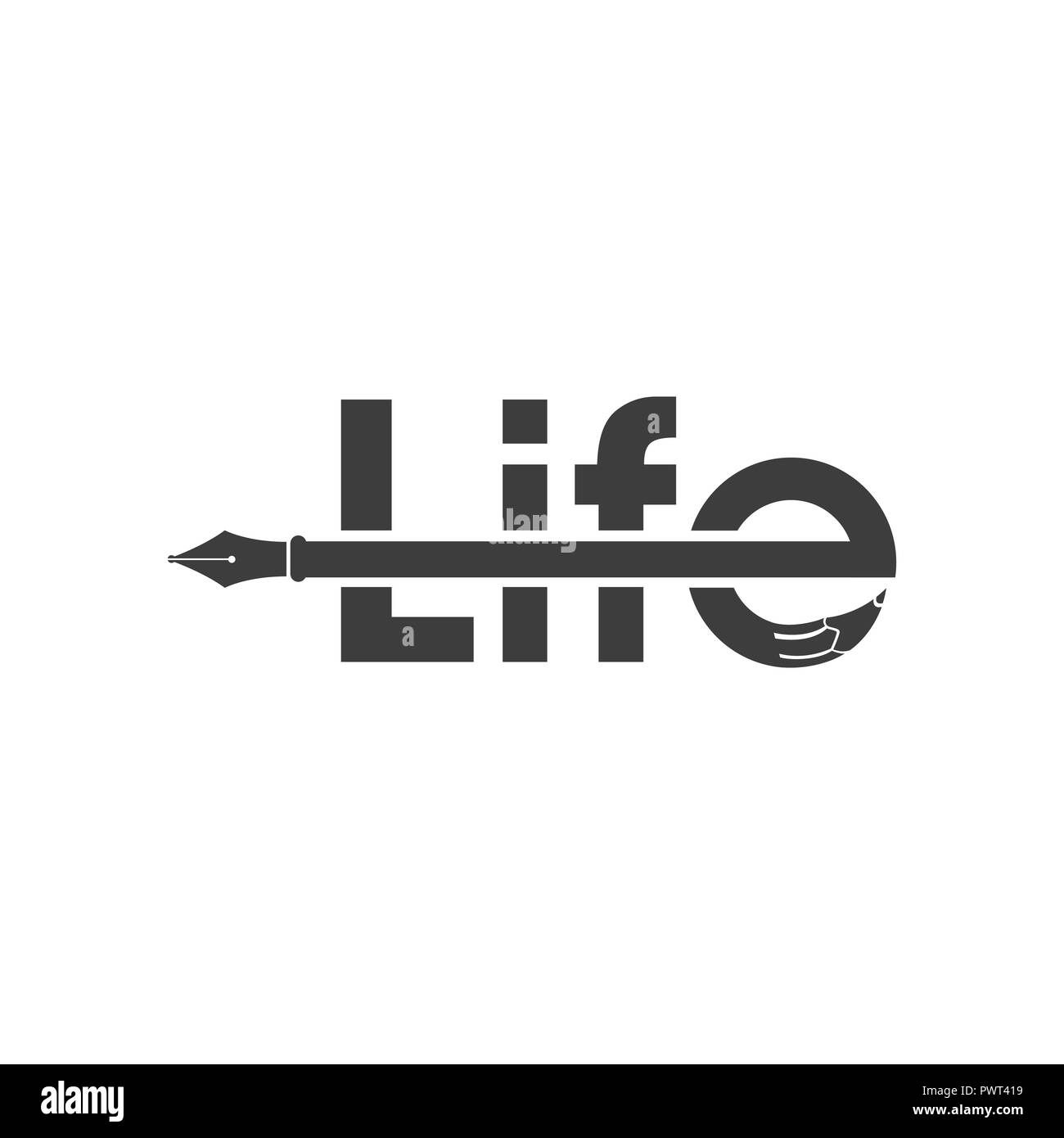 Lettering Life with Pen logo icon template Stock Vector Image & Art - Alamy