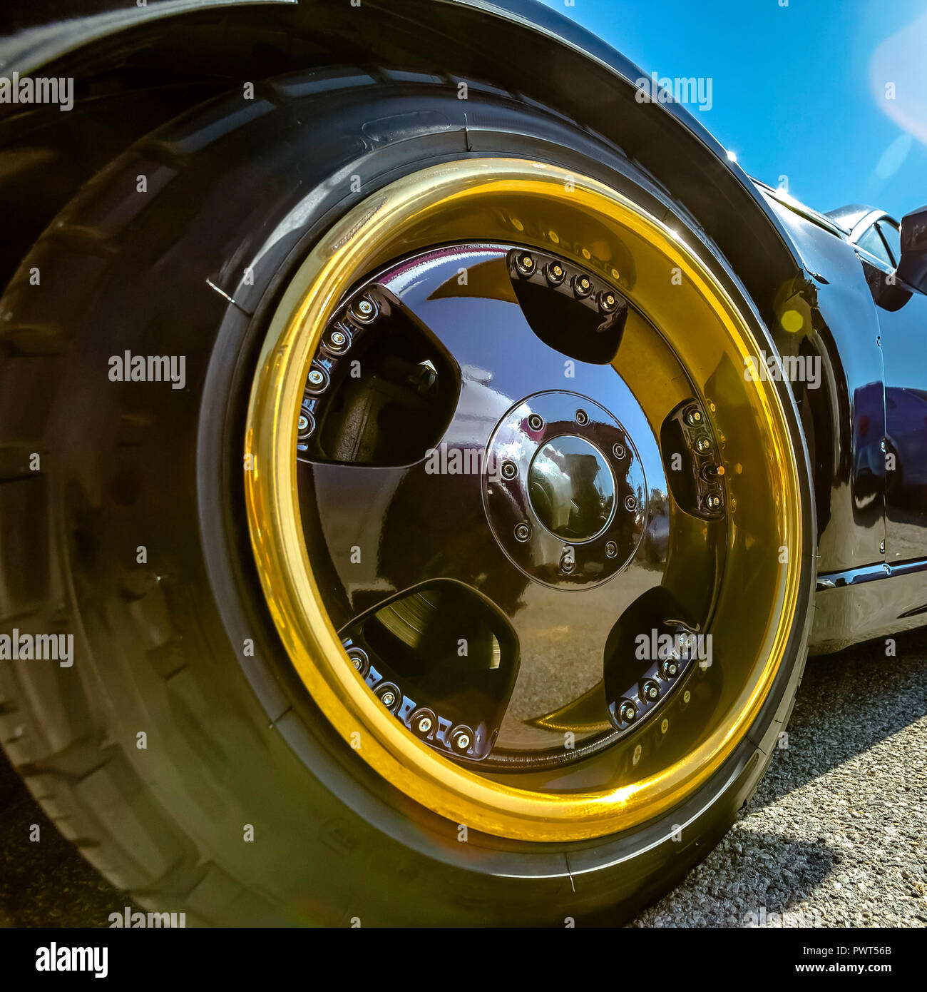 Black Car Gold Wheels