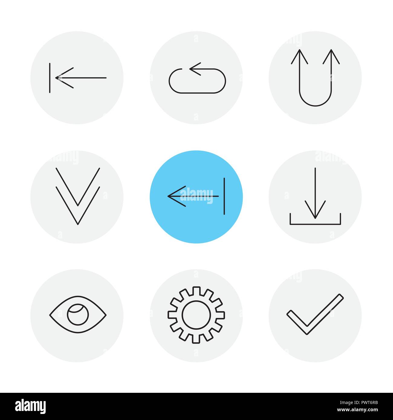 gear , eye , tick , arrows , directions , avatar , download , upload ...