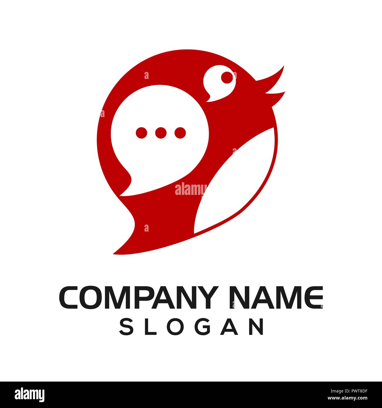 Chat bird, the combination of birds and chat symbol becomes templates ...