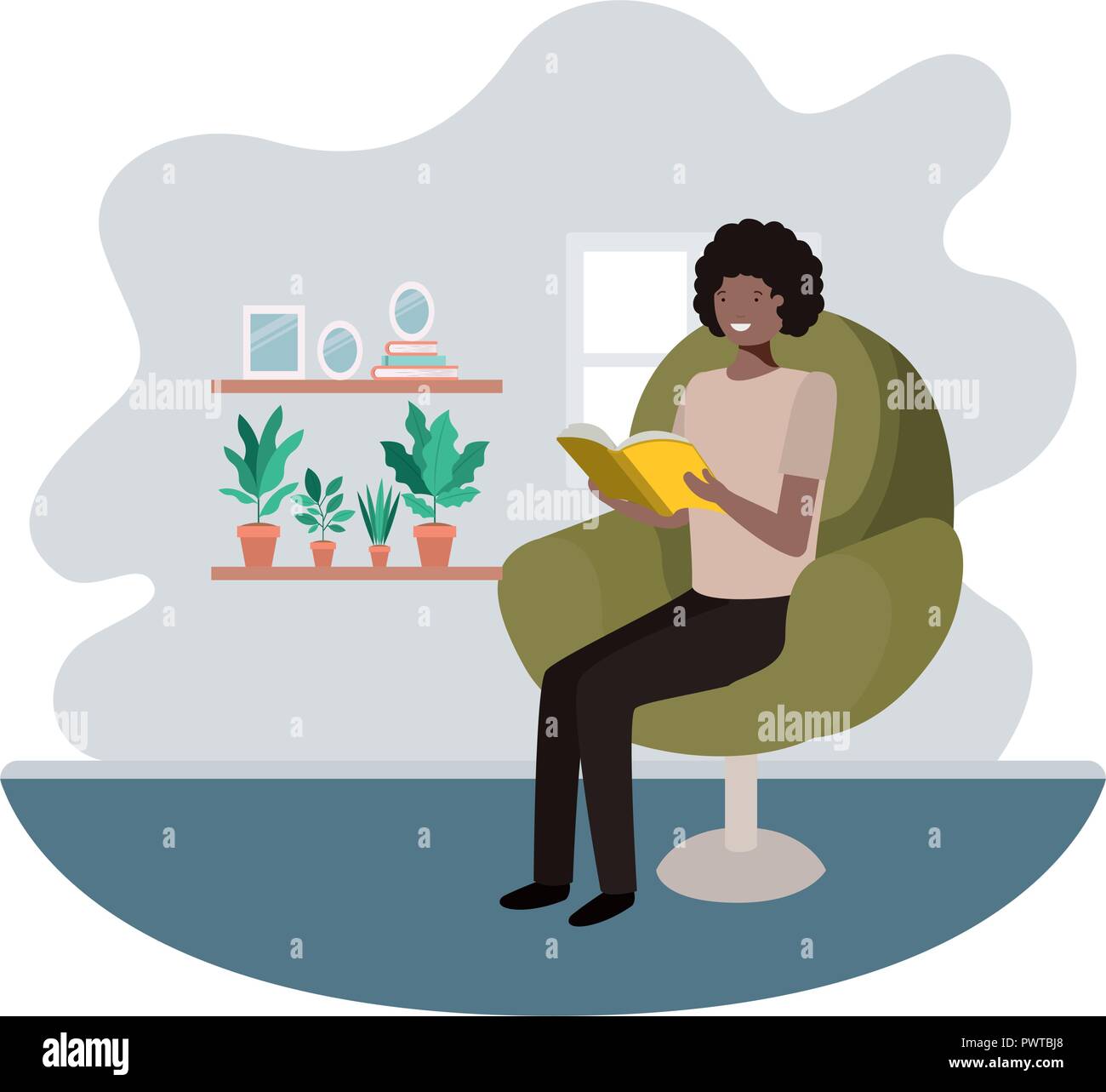 African boy reading book Stock Vector Images - Alamy