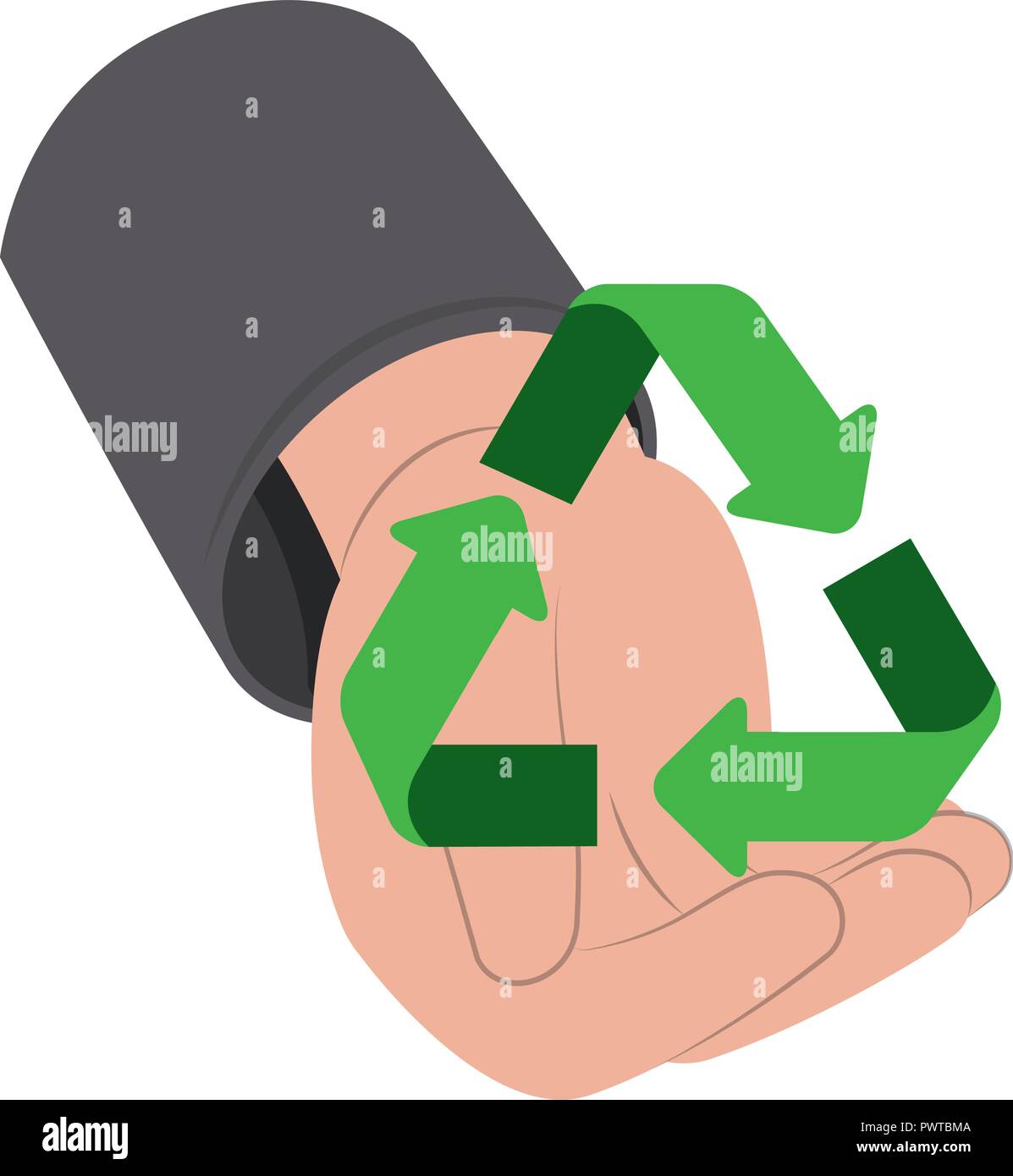 hand with recycling arrows symbol isolated icon Stock Vector Image ...