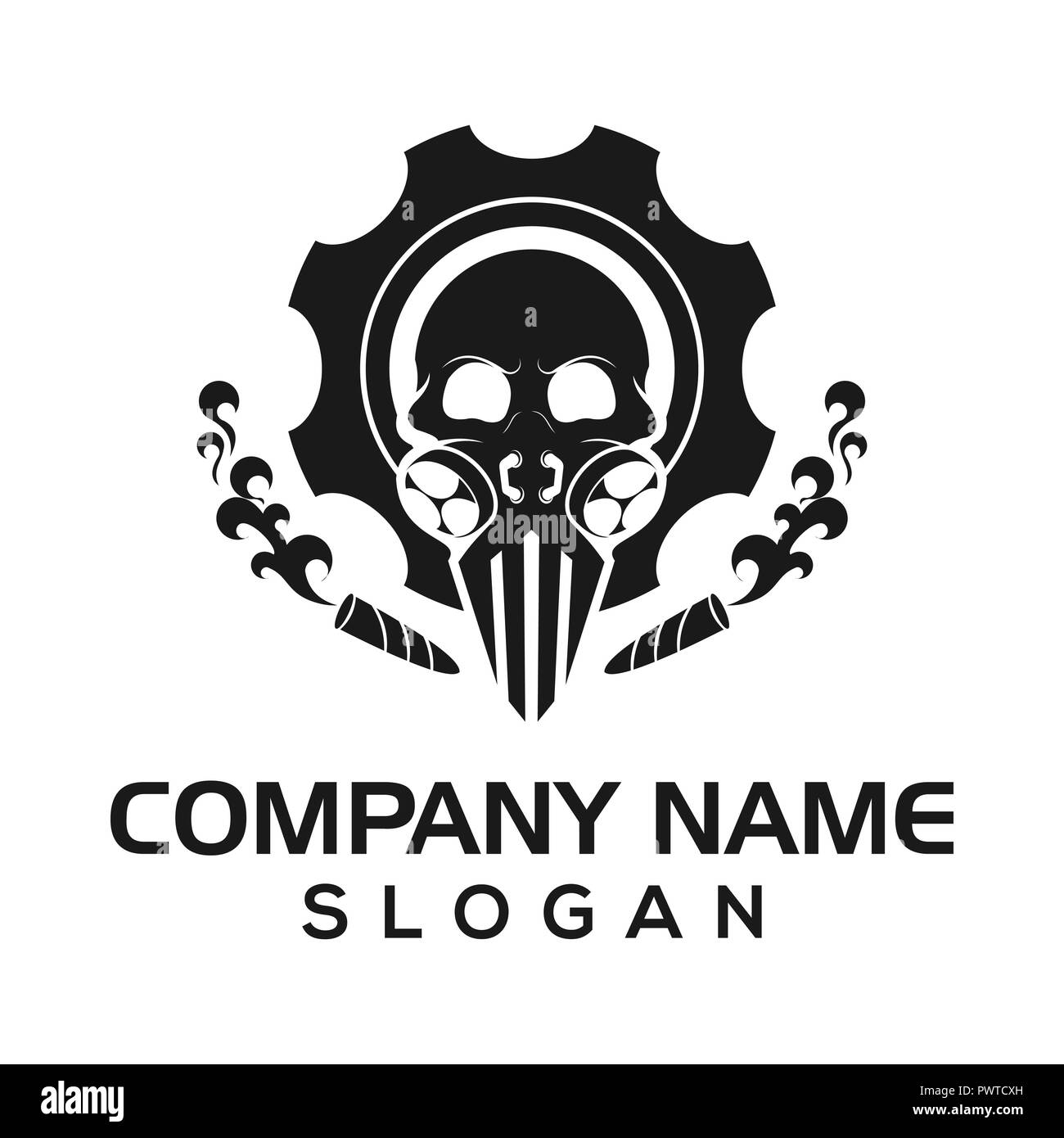 Skull gear, a combination of skull, gear and respiratory as a template ...