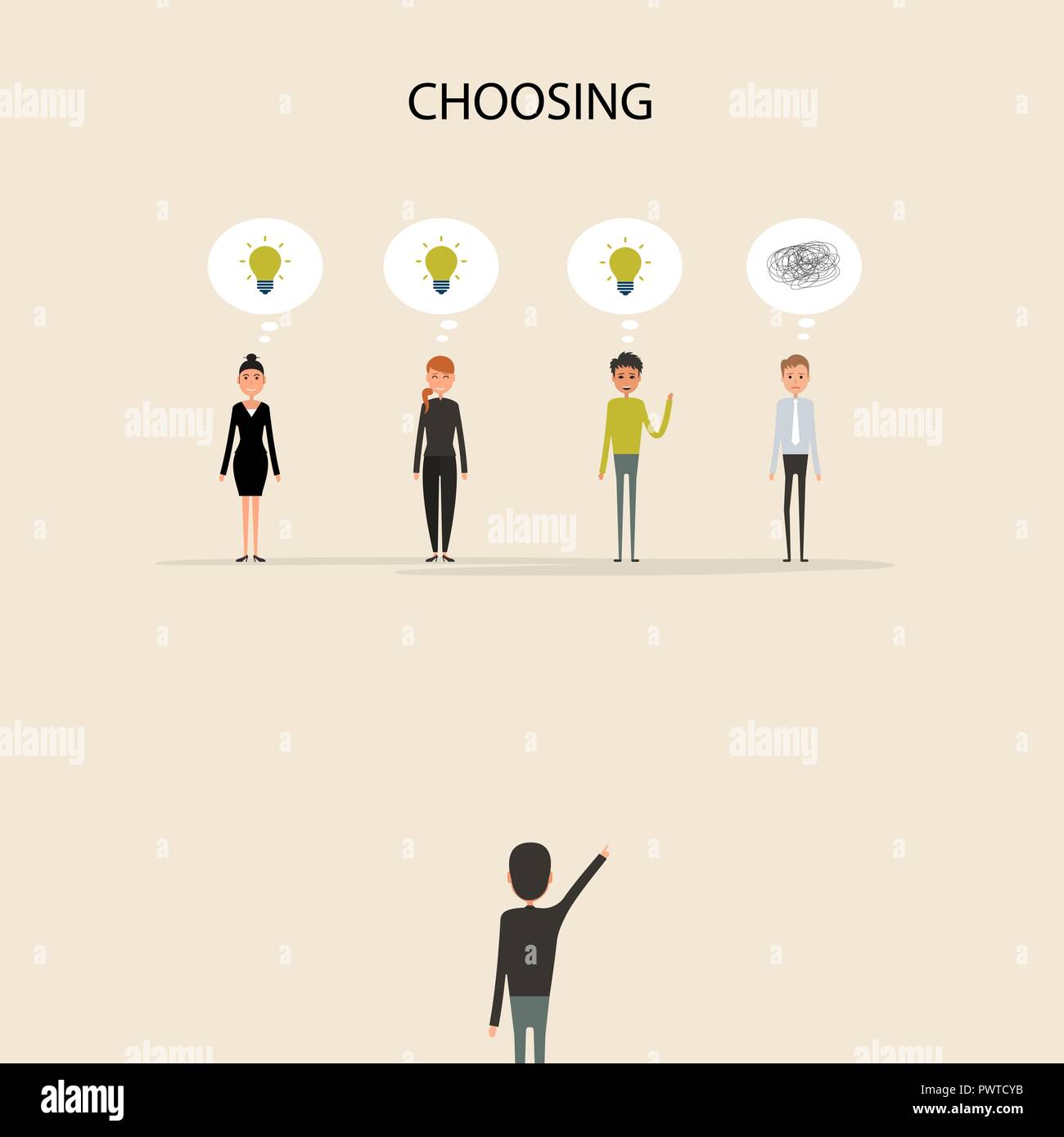 Businesspeople selecting & Boss hands cartoon character.Selecting or ...