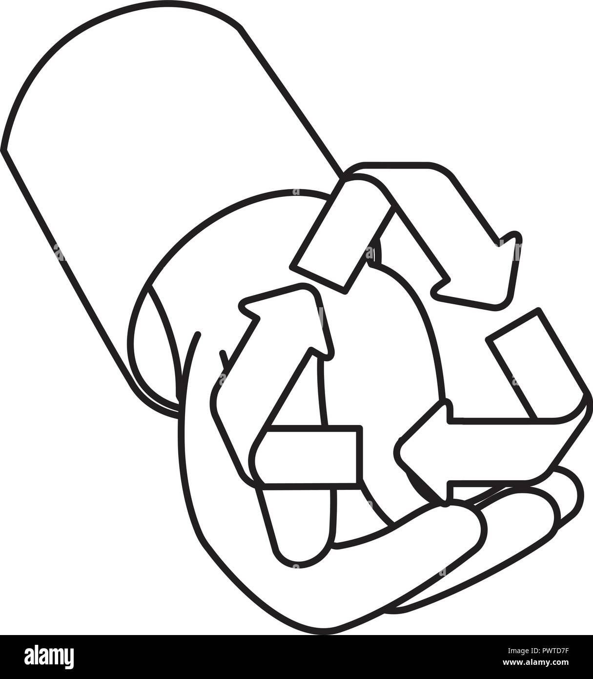 hand with recycling arrows symbol isolated icon Stock Vector Image ...