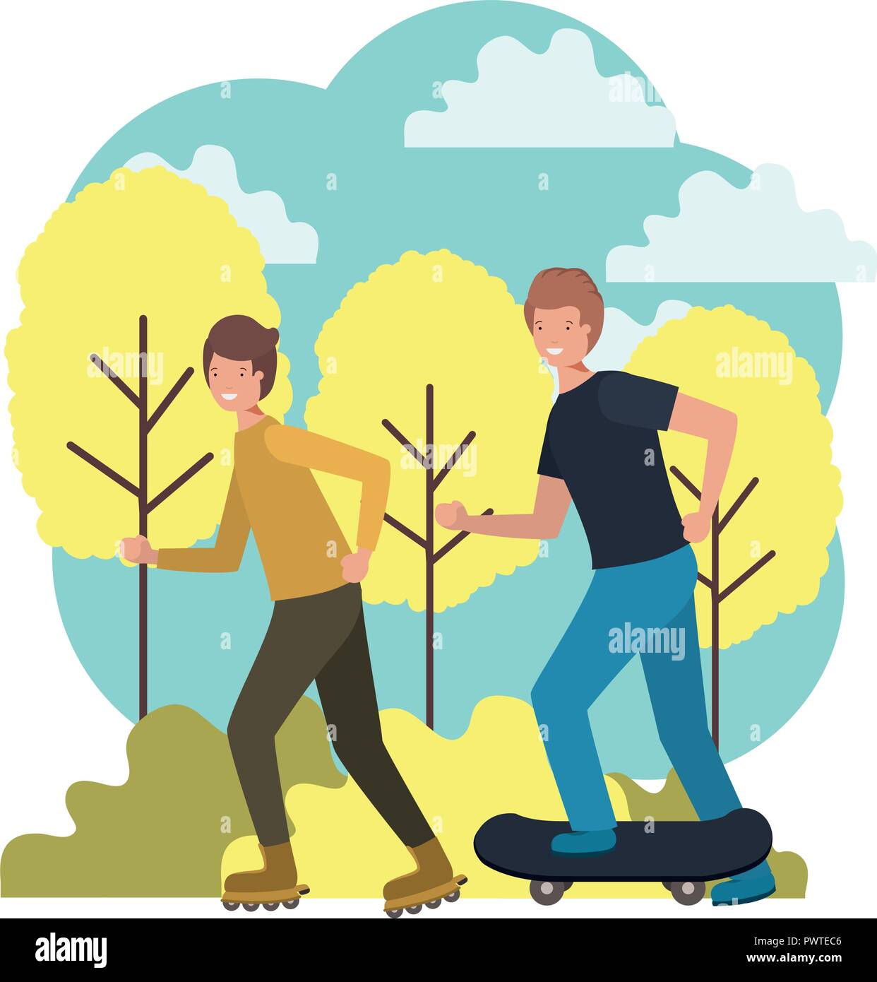 young boys practicing sports characters Stock Vector Image & Art - Alamy