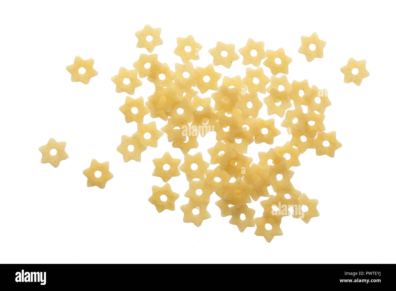 pasta star shape isolated on white background. Top view. Flat lay Stock ...
