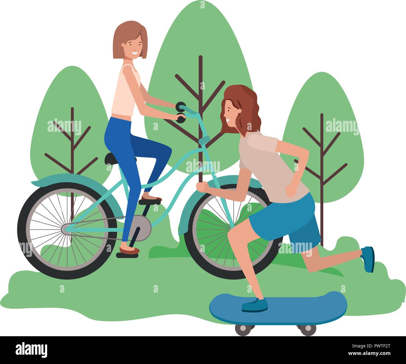young girls practicing sport characters Stock Vector Image & Art - Alamy