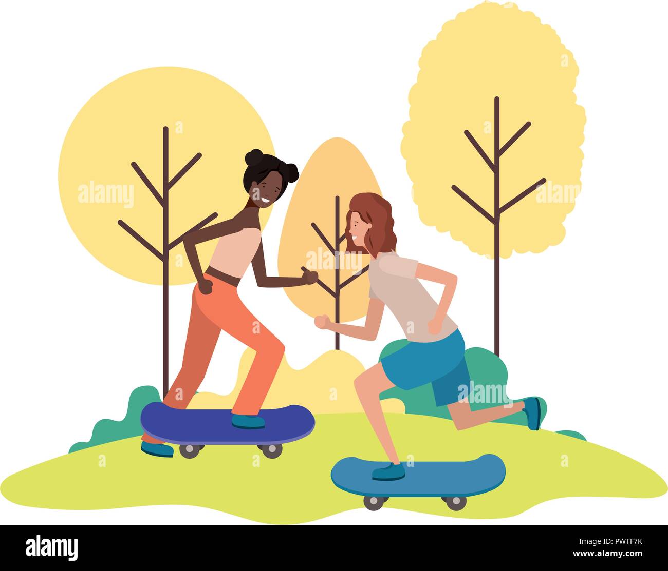 young girls practicing sport characters Stock Vector Image & Art - Alamy