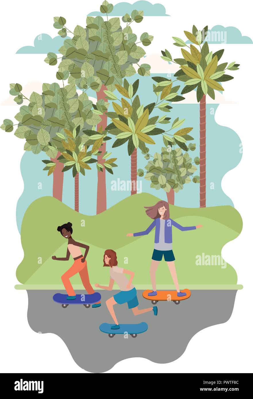 young girls practicing sport characters Stock Vector Image & Art - Alamy