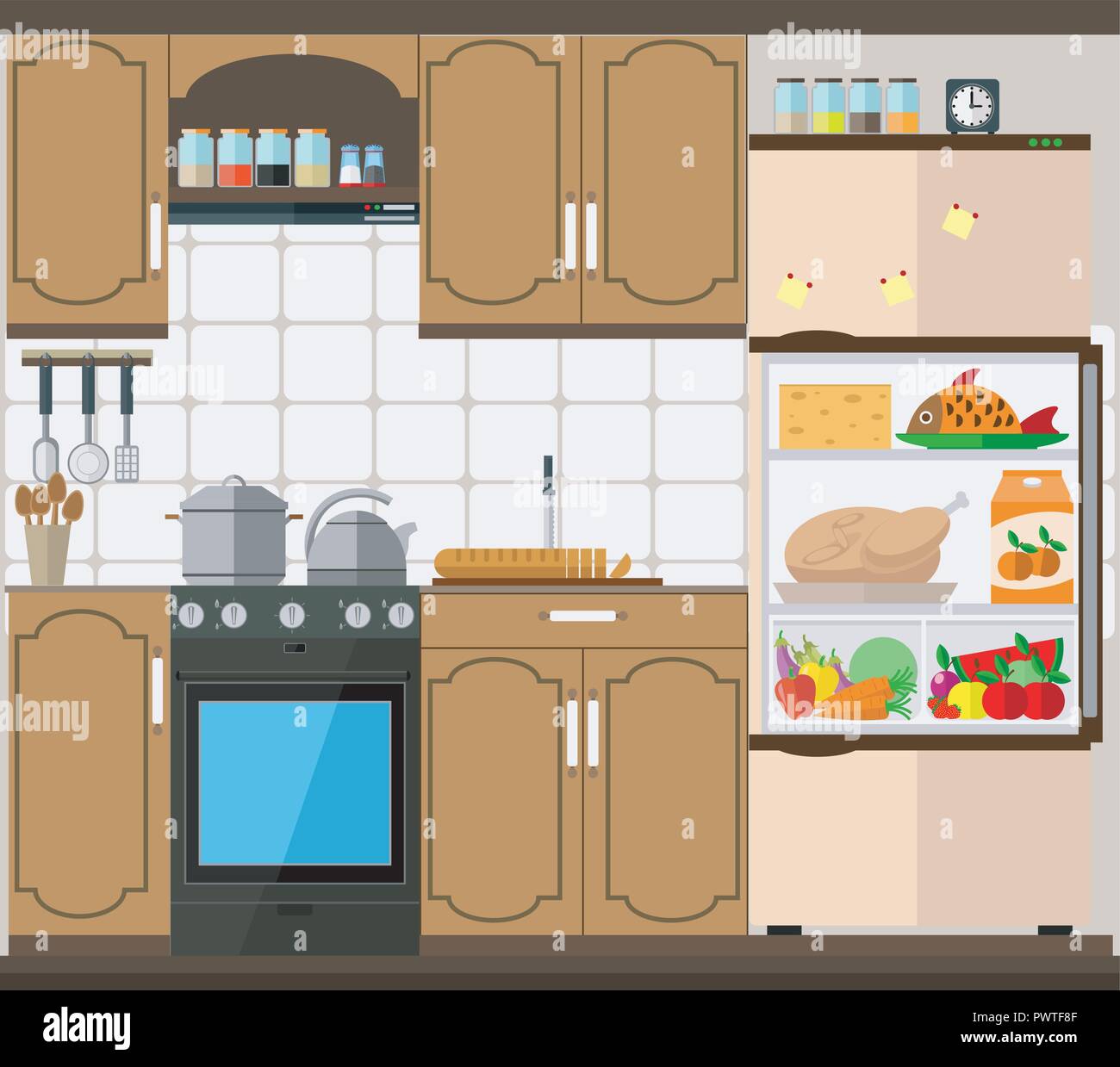 Kitchen Illustration High Resolution Stock Photography and Images - Alamy