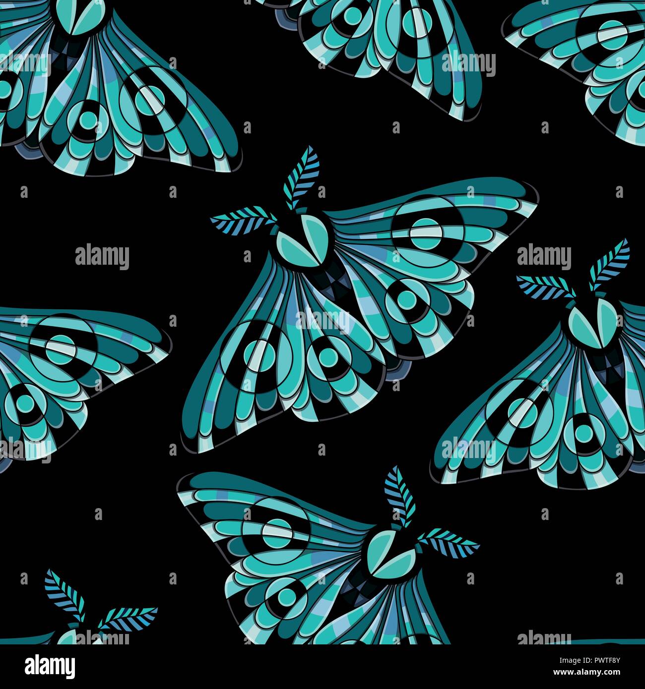 Night moth seamless pattern.. Butterfly pattern. Vector illustration of ...