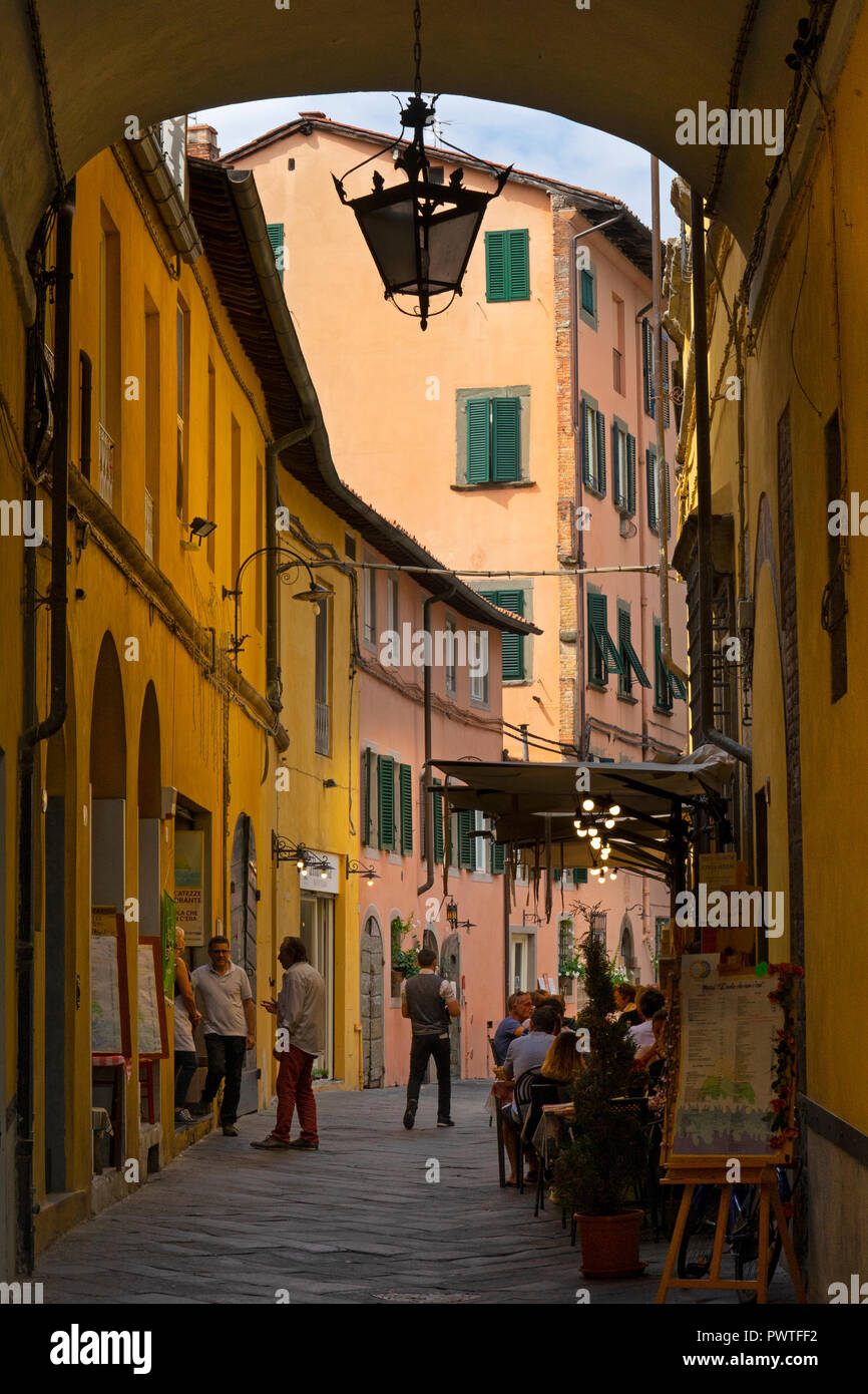 Cafe and restaurant in street,Lucca,Tuscany,Italy,Europe Stock Photo ...