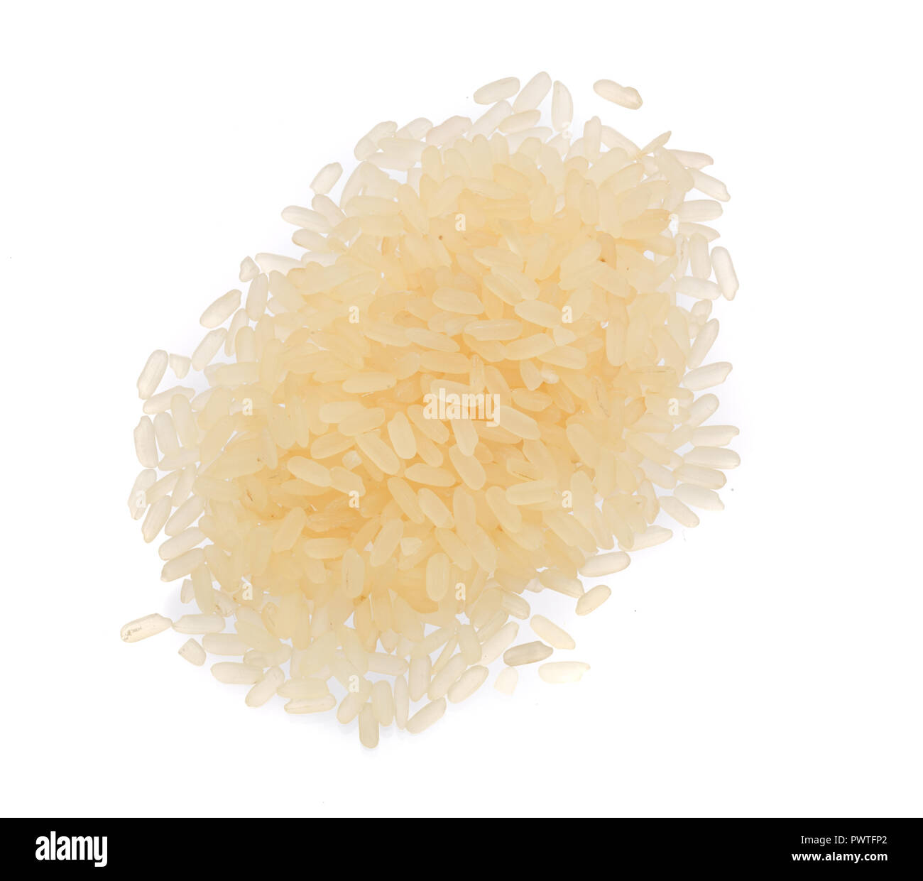 rice grains isolated on white background. Top view. Flat lay Stock ...