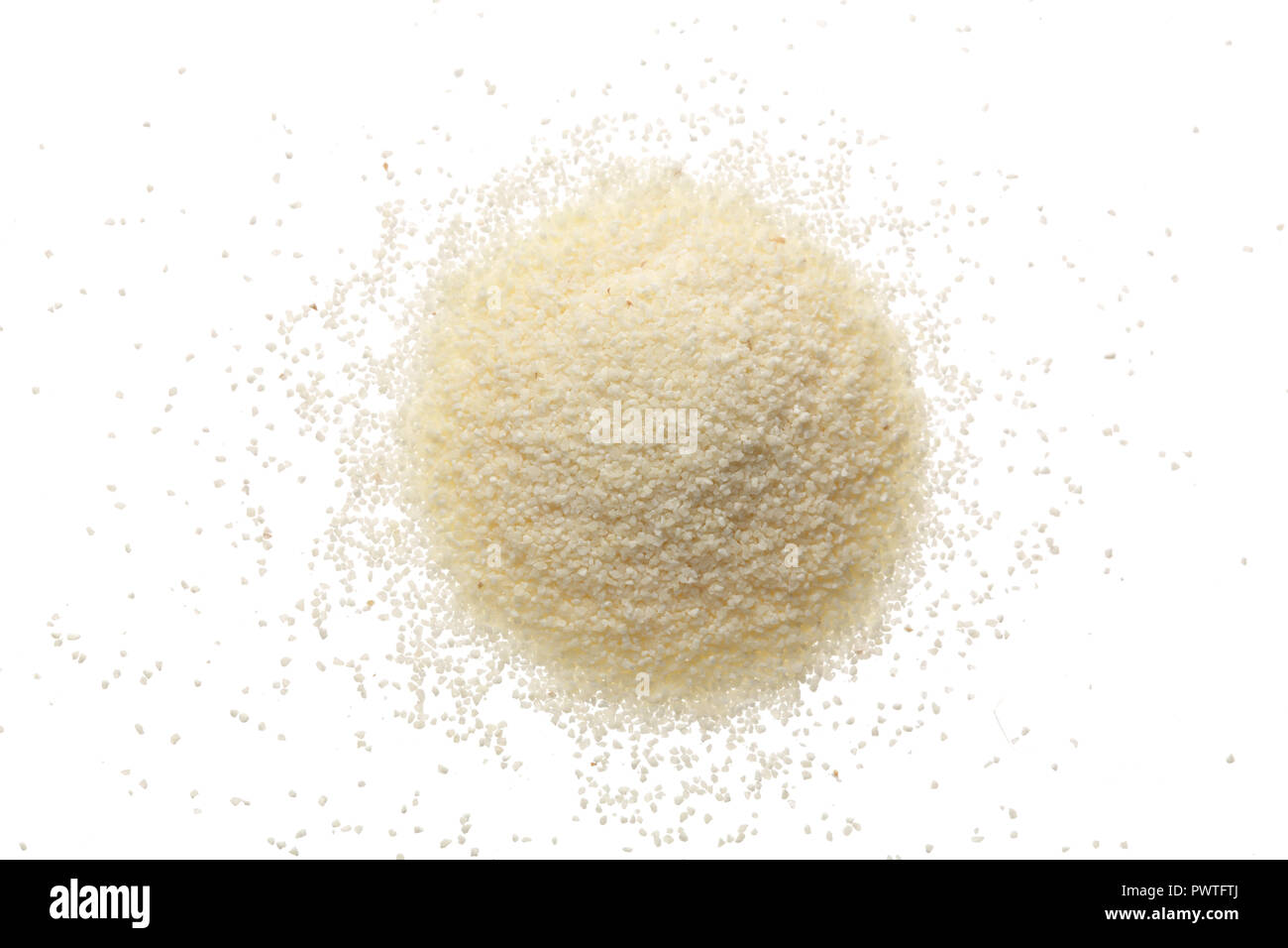 raw semolina isolated on white background. Top view Stock Photo - Alamy