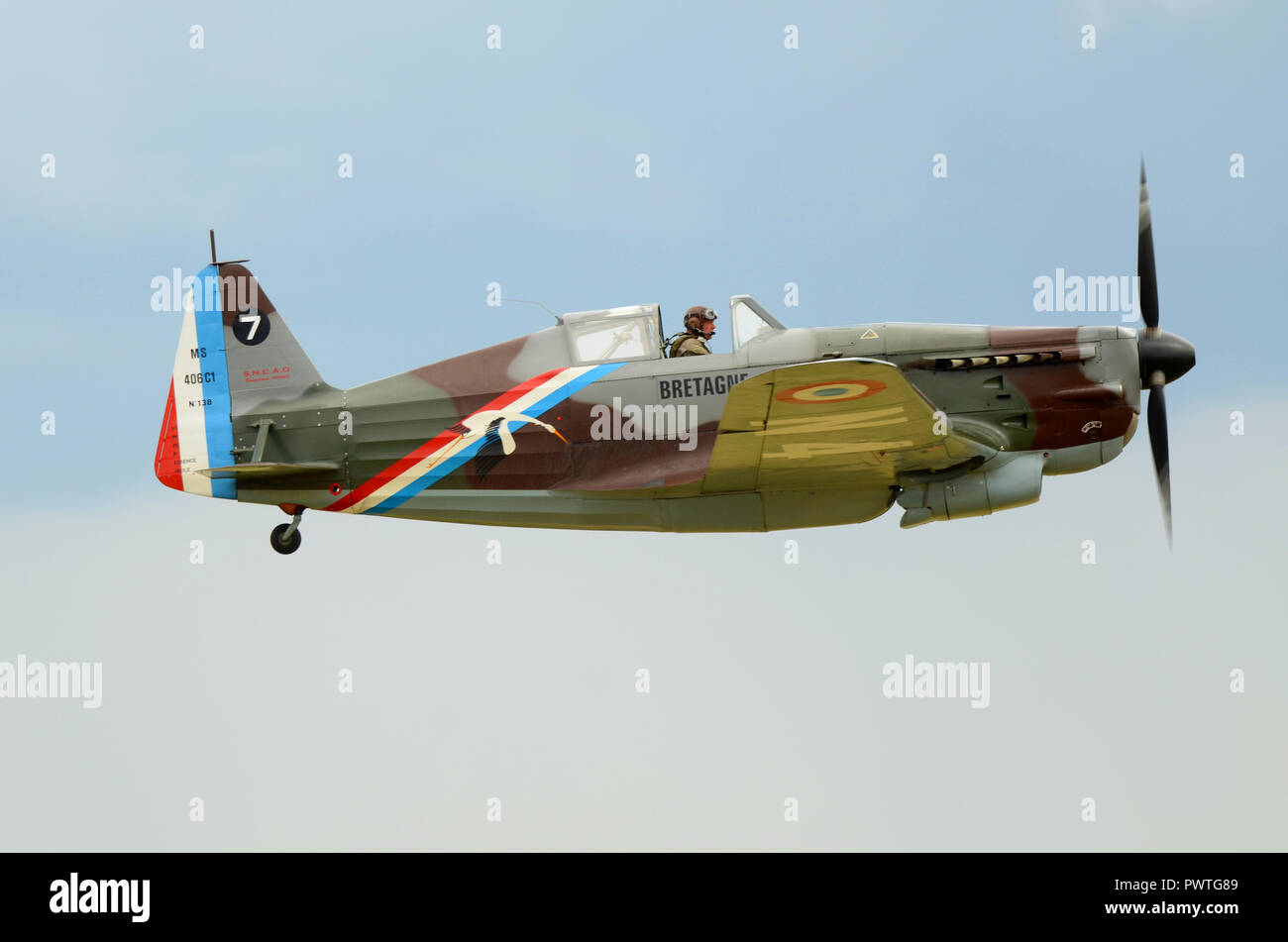 French Air Force Morane Saulnier M.S.406 fighter plane, aircraft of the ...