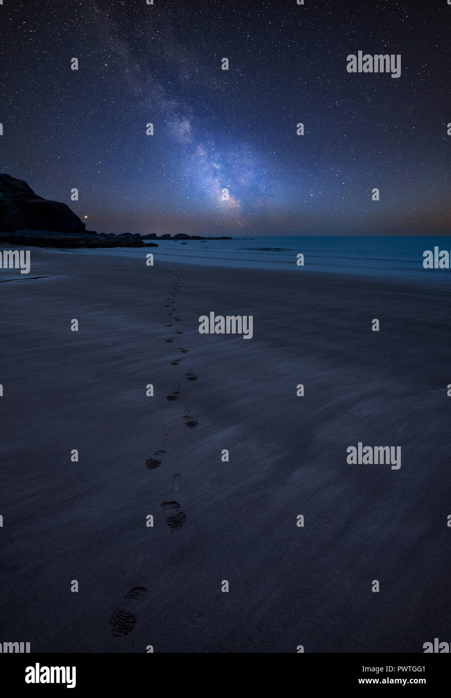 Stunning vibrant Milky Way composite image over landscape of Footprints ...
