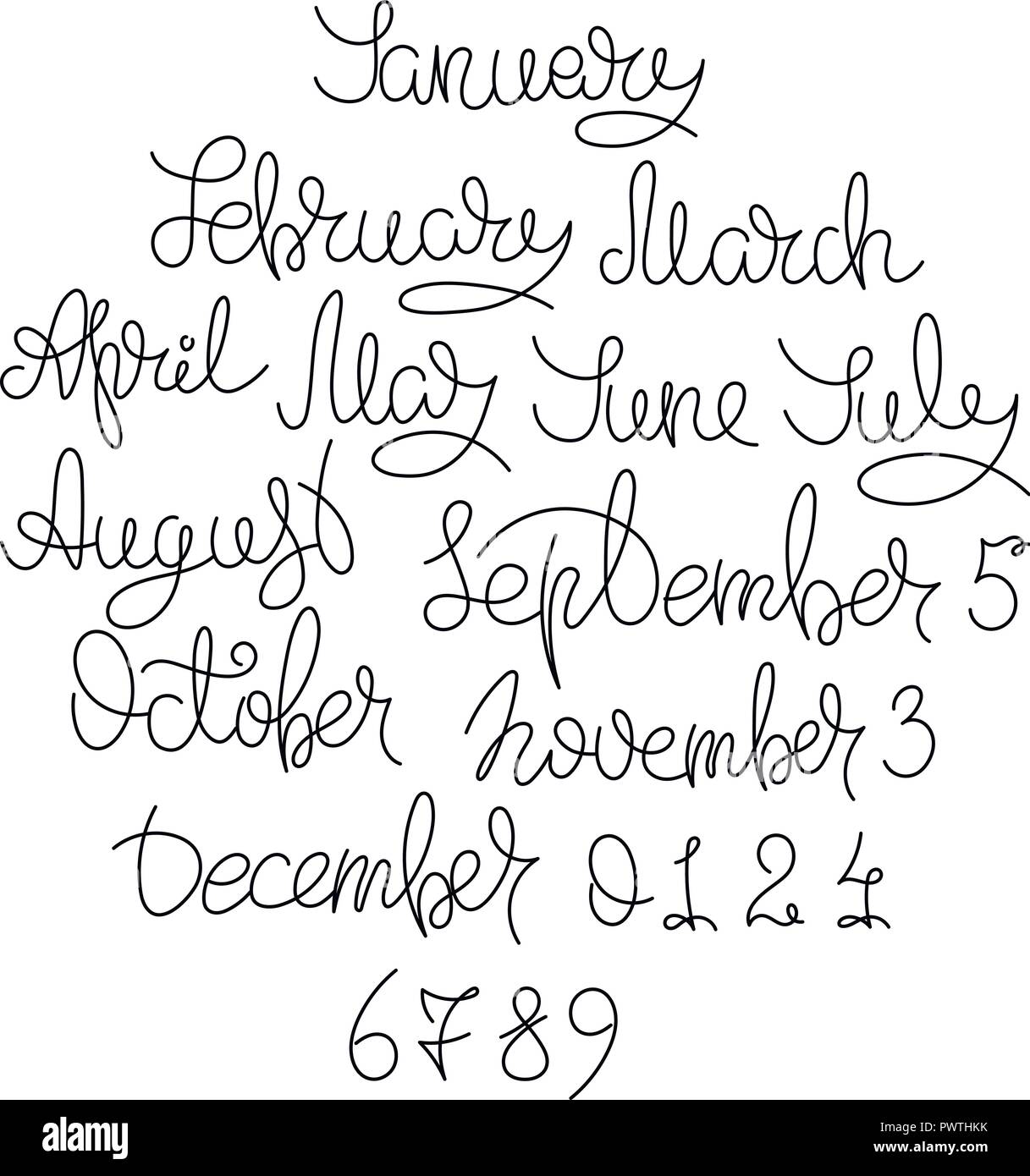 Calendar collection of months and numbers for all year, week, seasons ...