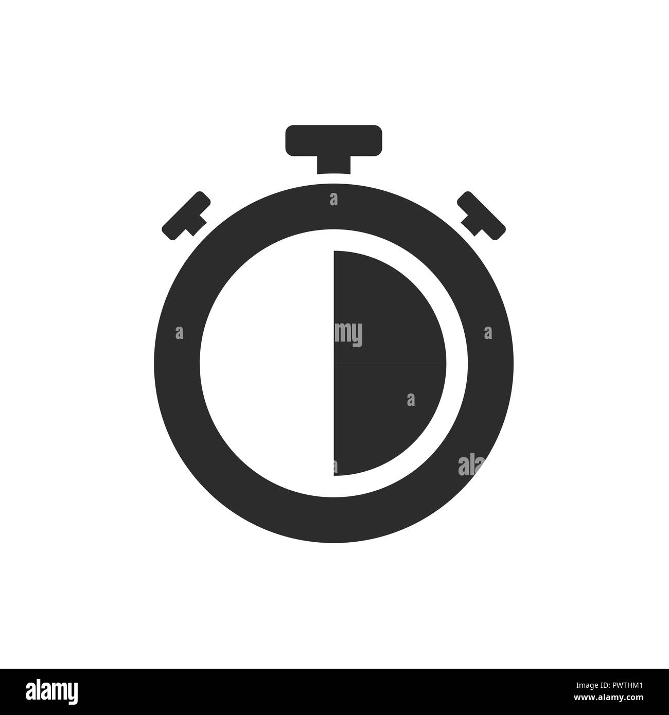 Isolated stopwatch icon half past on a white background. Vector ...