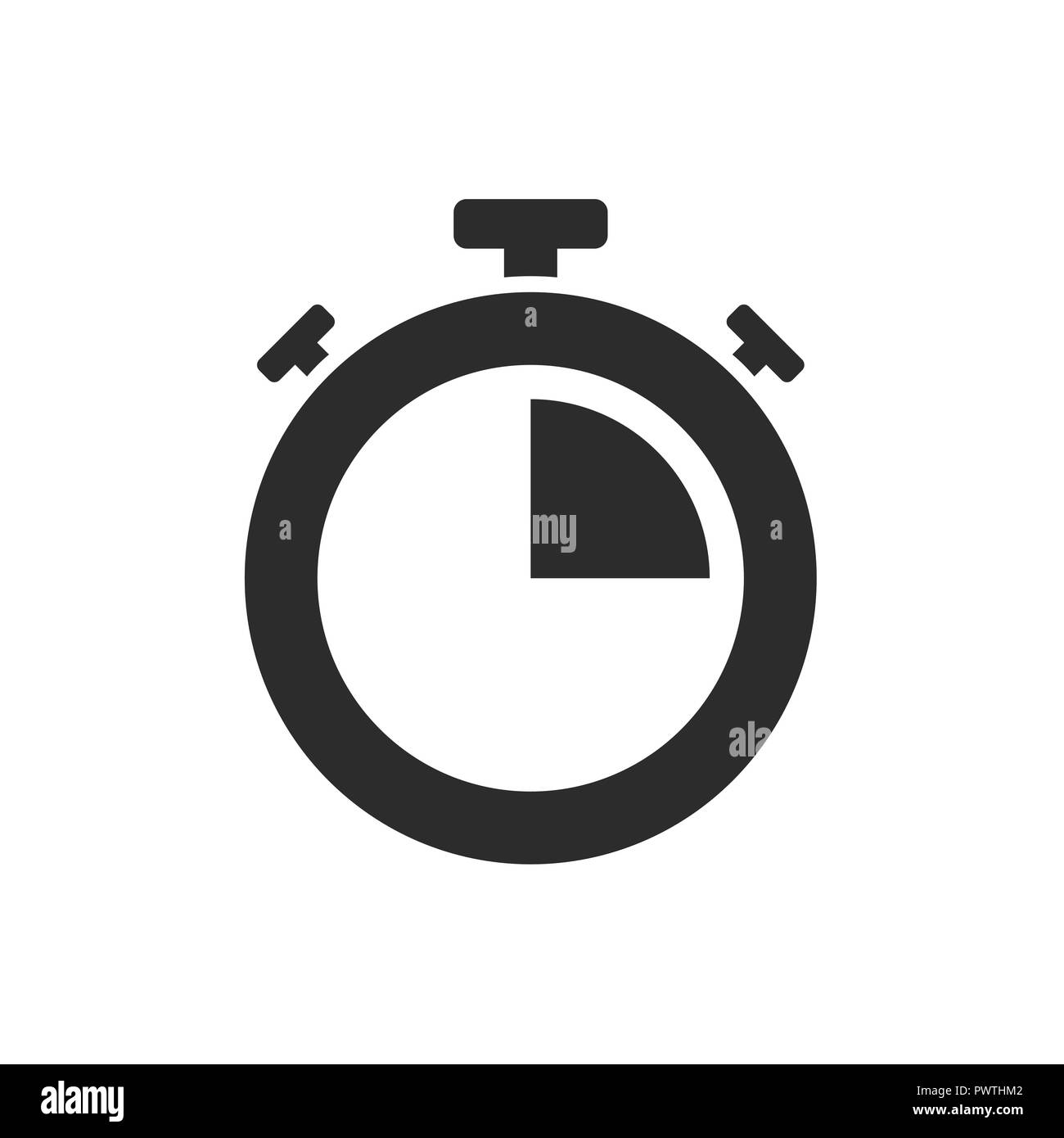 Isolated stopwatch icon quarter past on a white background. Vector ...