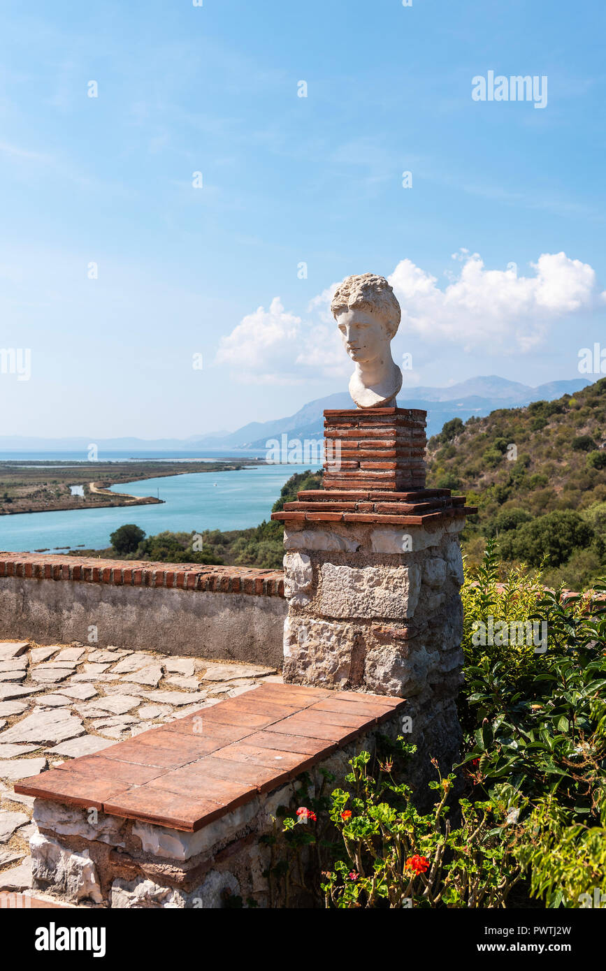 Bust of Apollo, Venetian Castle, back Vivar Canal, ancient city Butrint ...