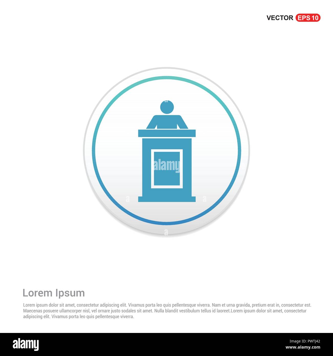 Speaker at rostrum icon - white circle button Stock Vector Image & Art ...