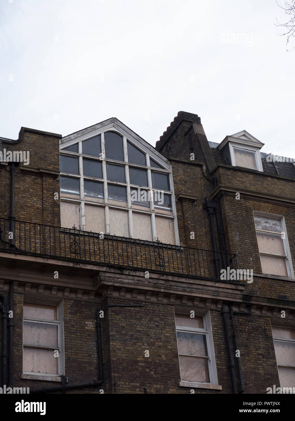 Distinctive windows in the former building of the Royal London Hospital ...