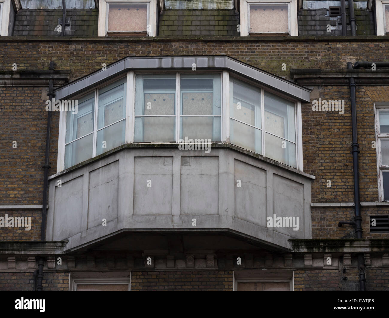 Distinctive windows in the former building of the Royal London Hospital ...