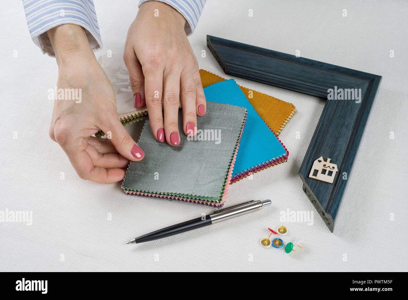 Top view of Architect Interior designer working table with equipment ...