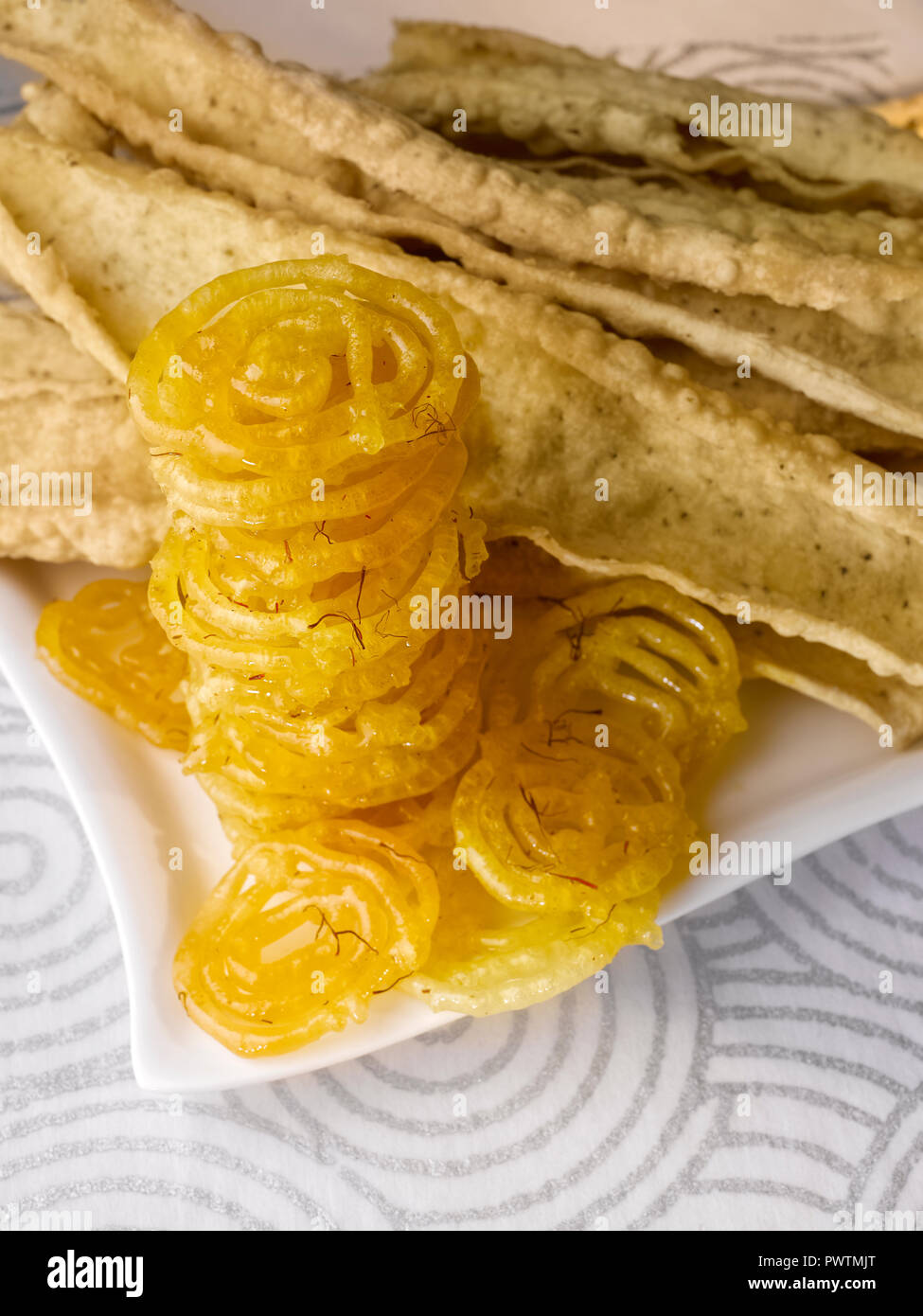 INDIAN SAVOURY MADE FROM FRIED GRAM FLOOR CALLED FAFDA GANTHIA WITH ...