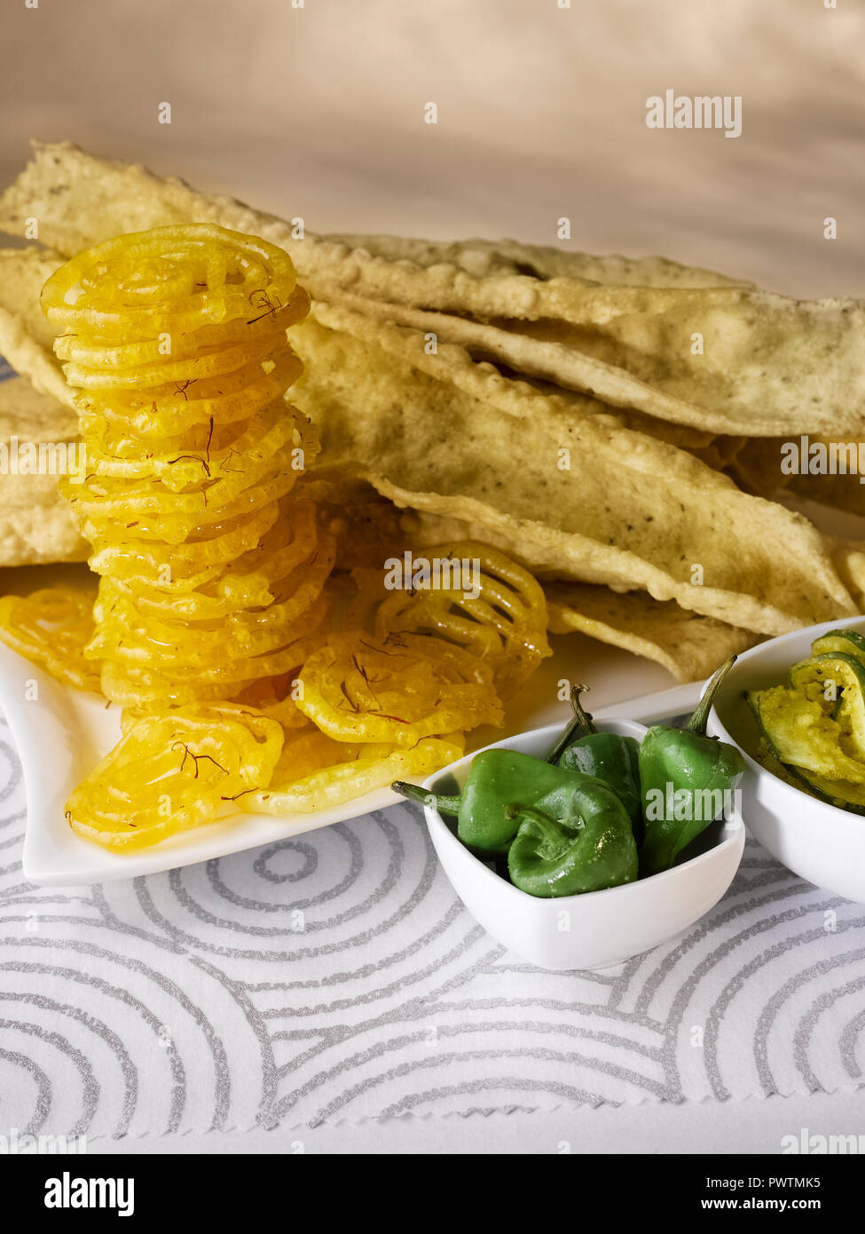 INDIAN SAVOURY MADE FROM FRIED GRAM FLOOR CALLED FAFDA GANTHIA WITH ...
