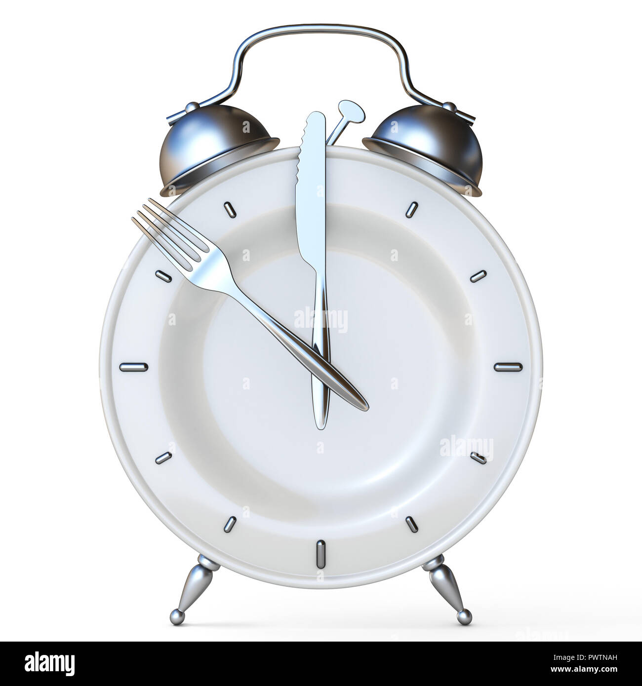 Alarm clock plate 3D render illustration isolated on white background ...