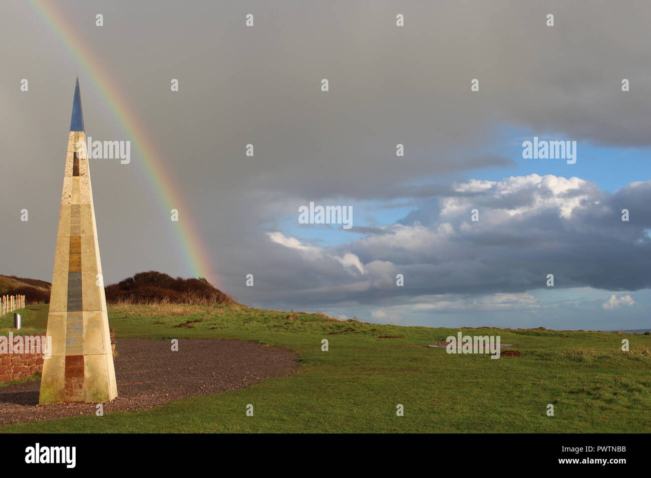 Exmouth Geoneedle - Orcombe Point - Jurassic Coast Stock Photo - Alamy