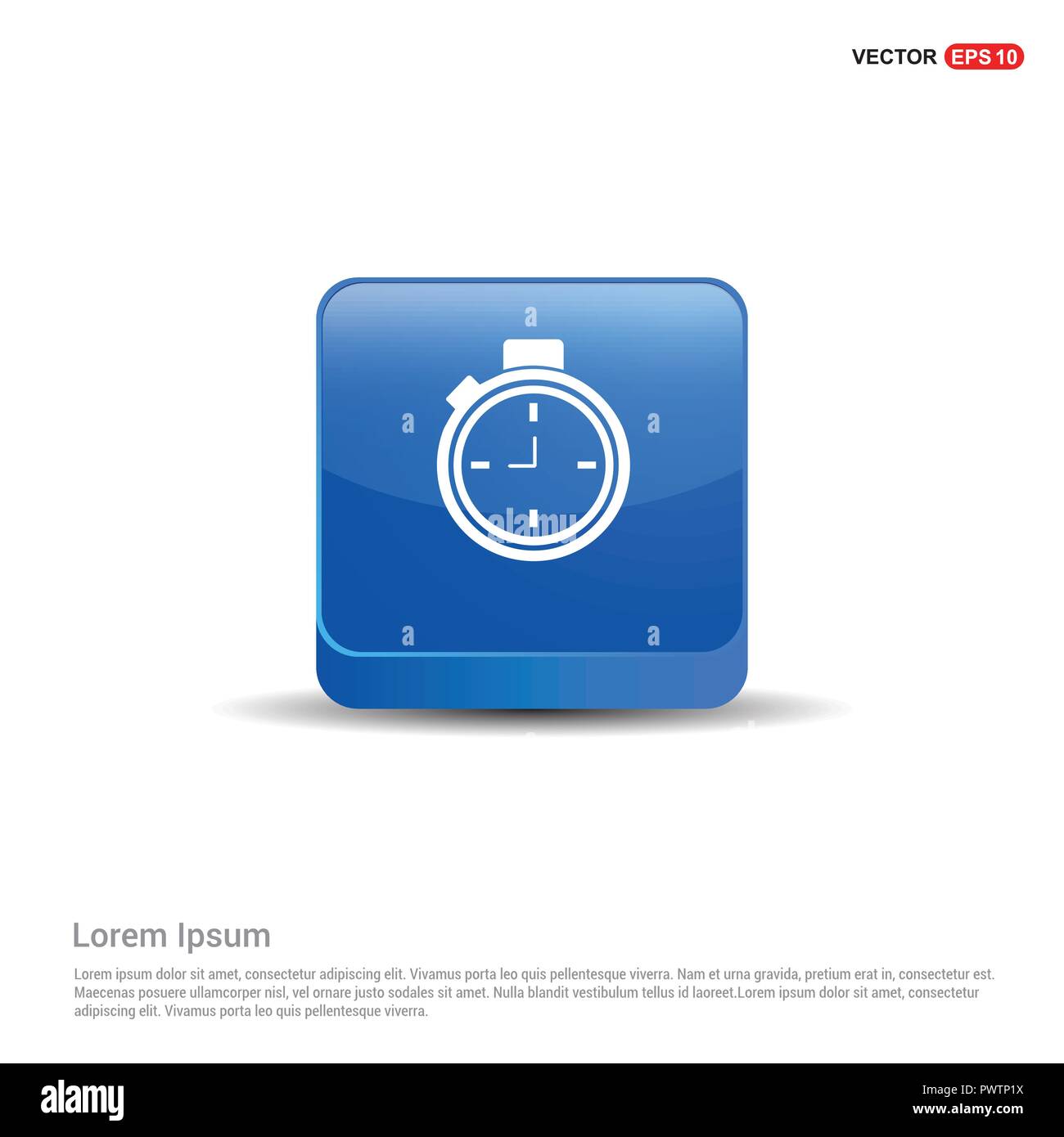 Clock Icon - 3d Blue Button Stock Vector Image & Art - Alamy