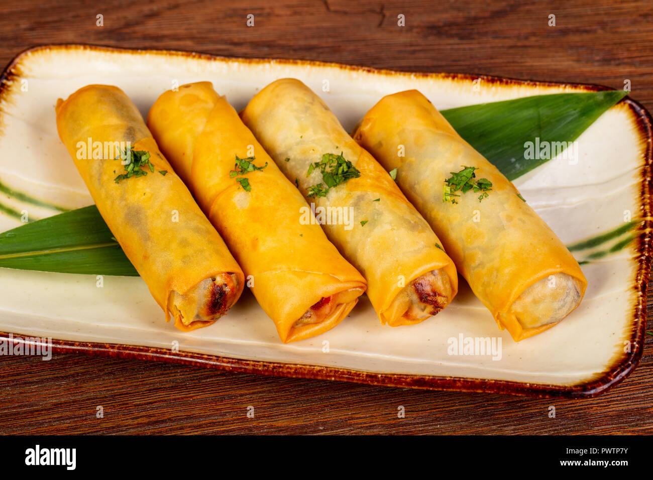 Asian spring roll with seafood Stock Photo - Alamy