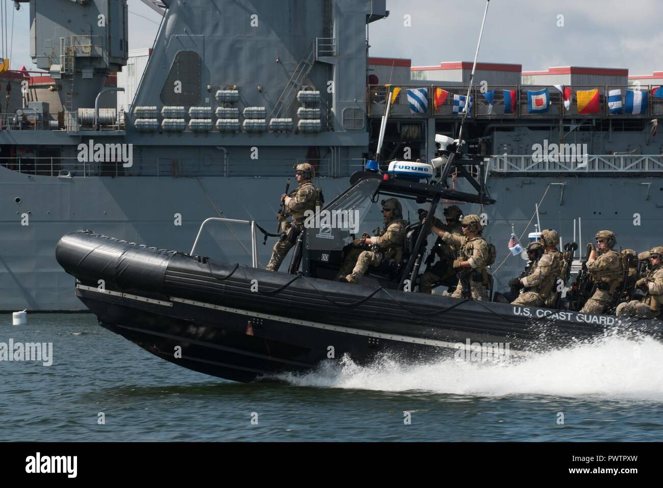 The U.S. Coast Guard Maritime Security Response Team patrols Boston ...