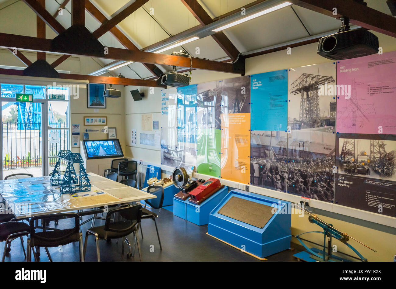 Middlesbrough Transporter Bridge Visitor Centre interior with drawings ...