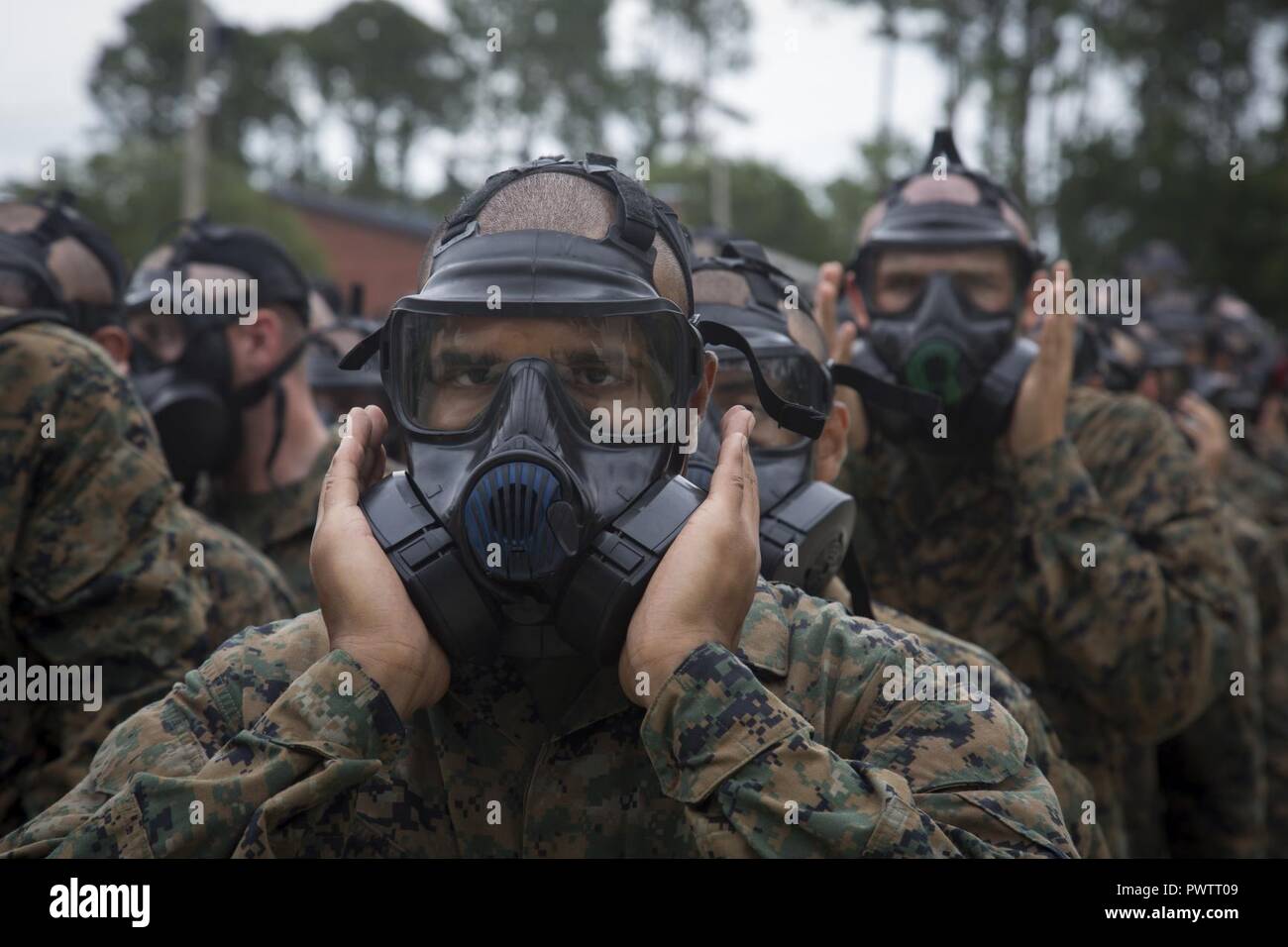 A U.S. Marine Corps Recruit with Alpha Company, 1st Battalion, Recruit ...
