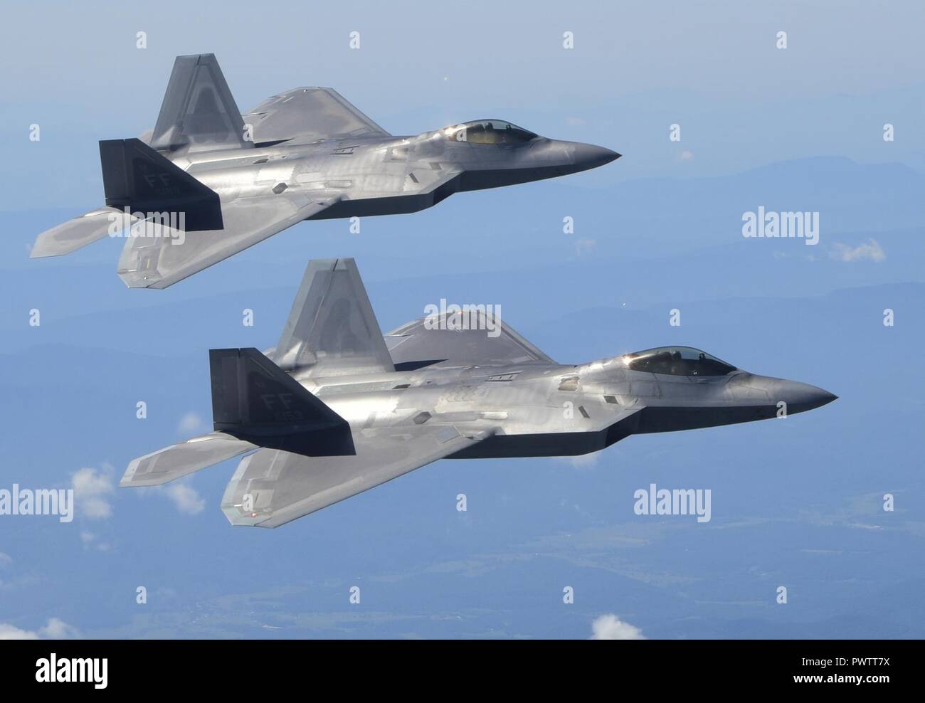 U.S. Air Force Col. Peter Fesler, 1st Fighter Wing commander, flies in ...