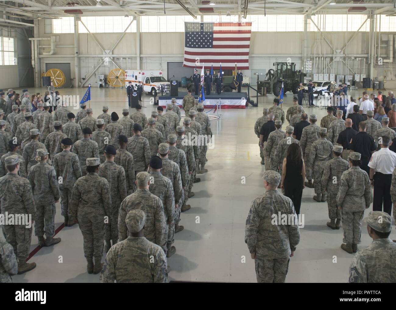 U.S. service members attend the 633rd Air Base Wing change of command ...
