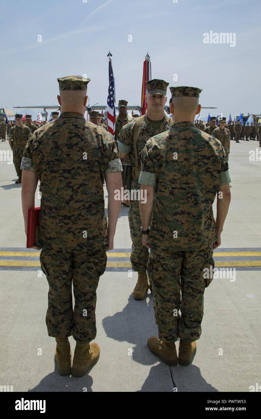 U.S. Marine Corps Col. Daniel Shipley, left, former Marine Aircraft ...