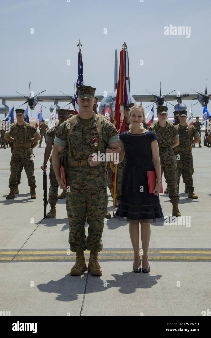 U.S. Marine Corps Col. Daniel Shipley, left, former Marine Aircraft ...